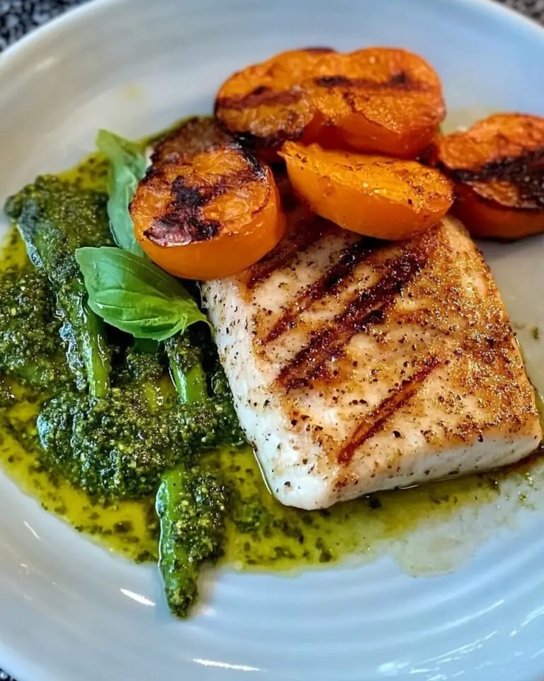 Grilled Fish Fillet with Pesto Sauce